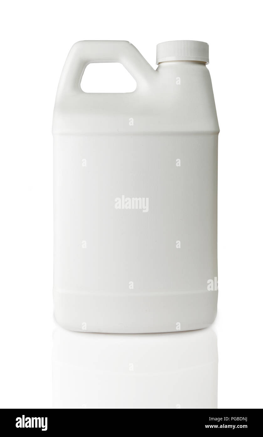 White plastic bottle isolated on a white background Stock Photo - Alamy