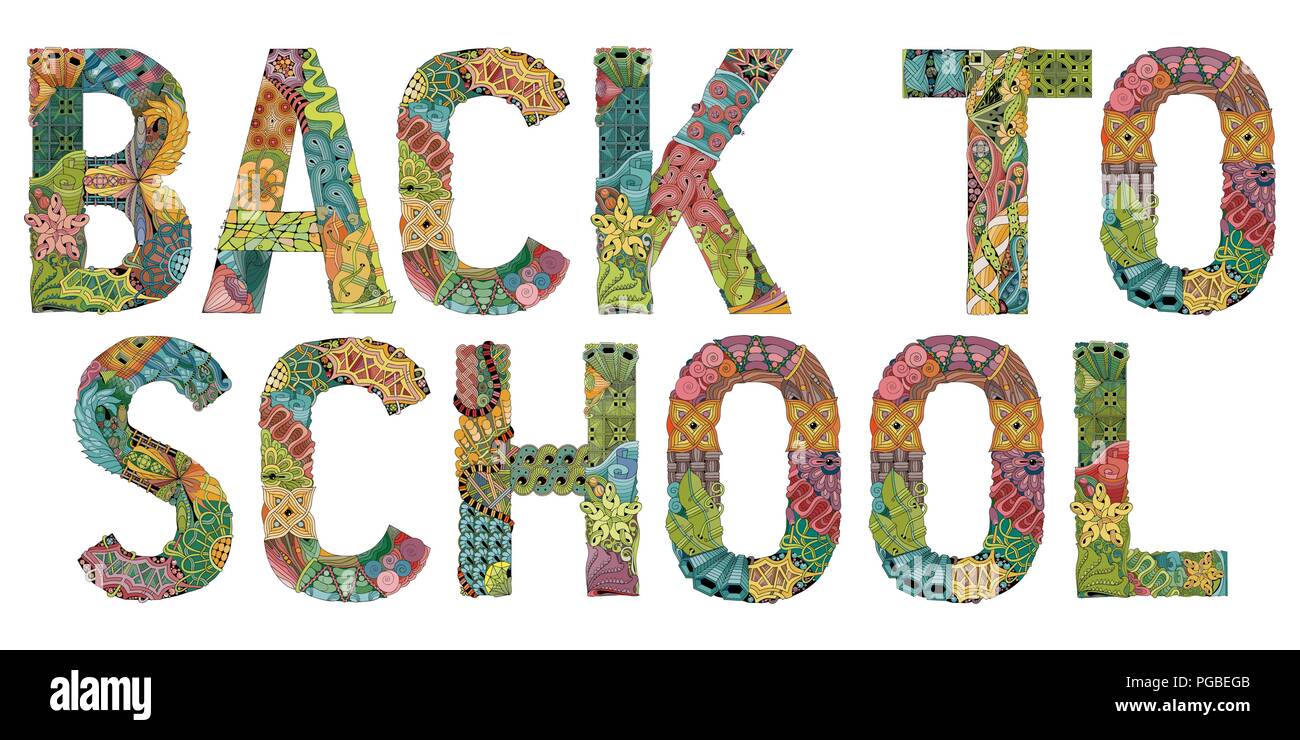 Hand-painted art design. Illustration words back to school painted in ...