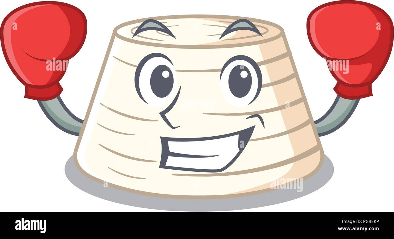 Boxing ricotta cheese icon in character cartoon vector illustration ...