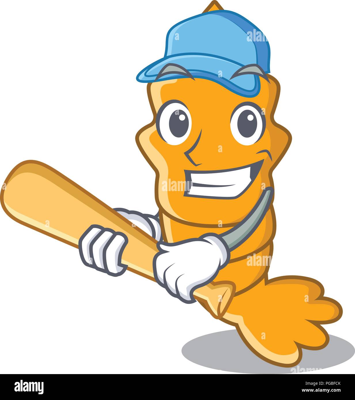 Playing baseball shrimps on a character cartoon style vector ...
