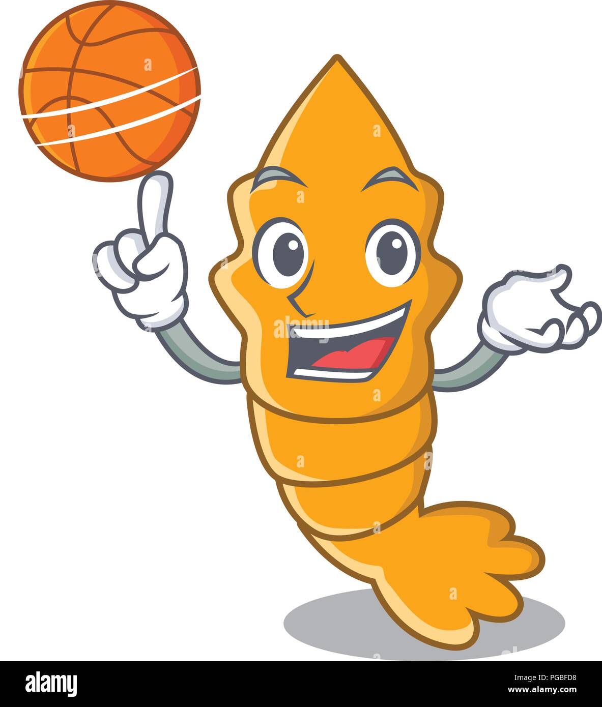 With basketball shrimps on a character cartoon style vector ...
