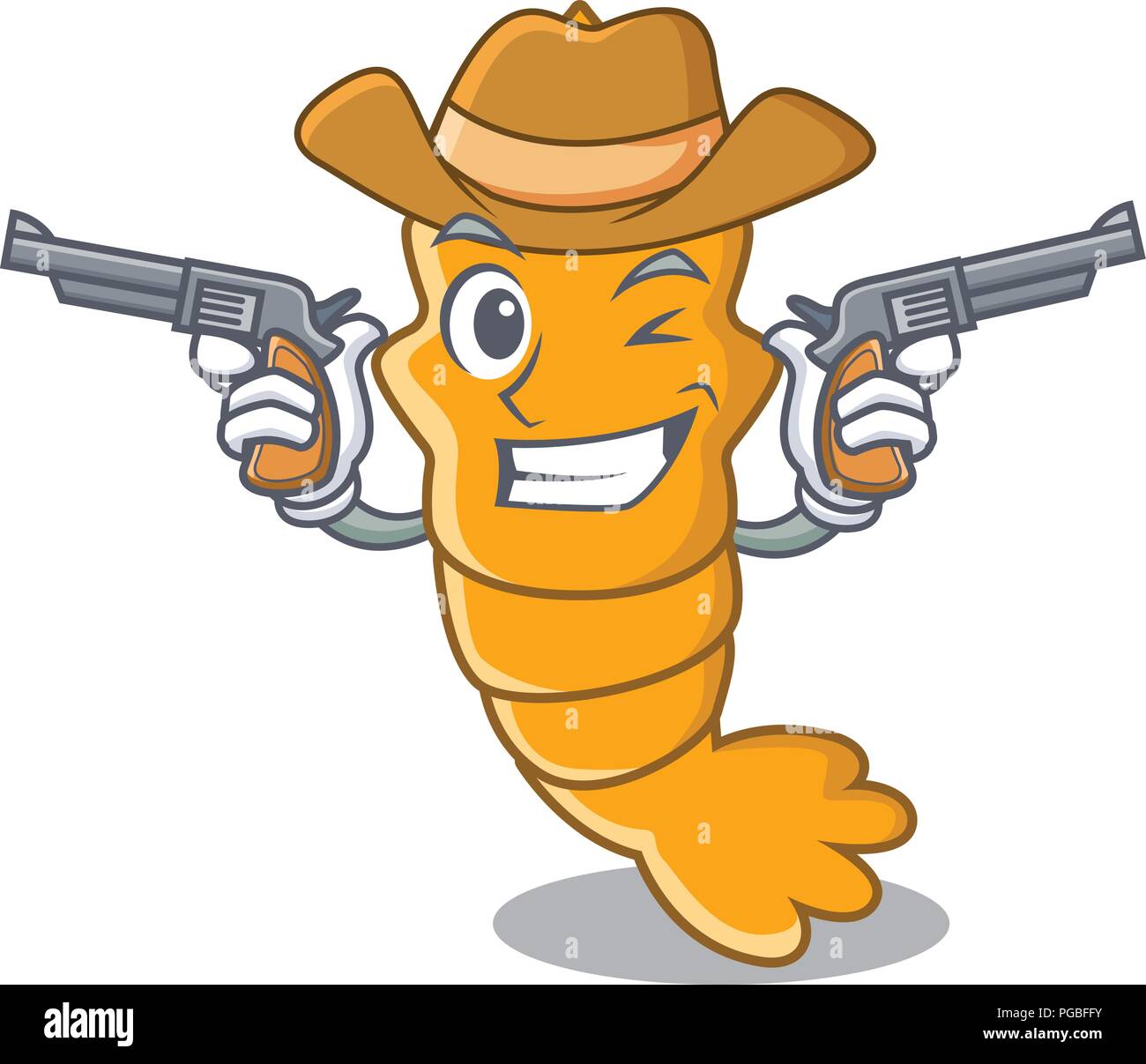 Cowboy shrimps on a character cartoon style vector illustration Stock ...