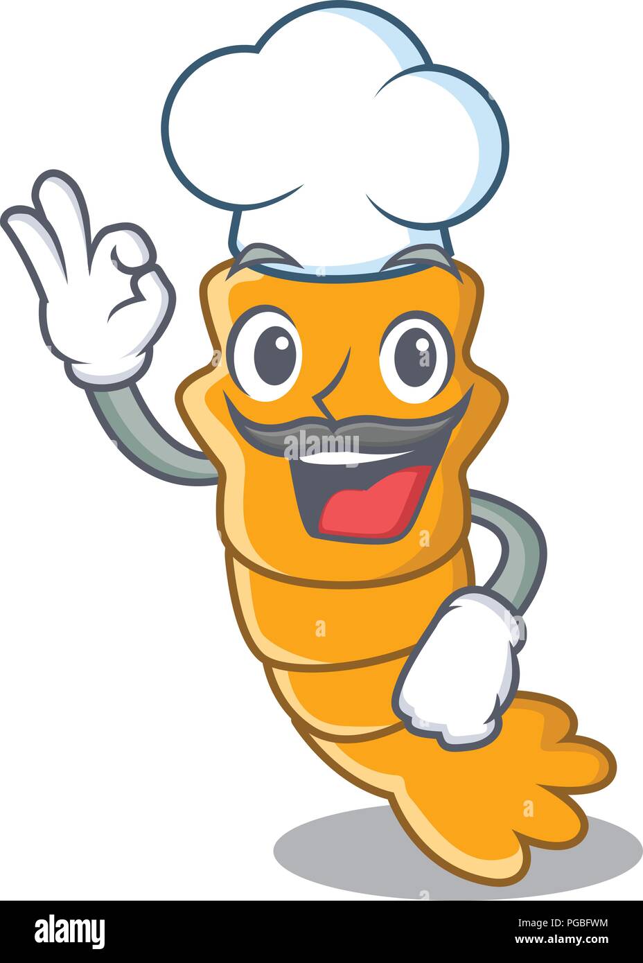 Chef fresh raw shrimps on character cartoon vector illustration Stock ...