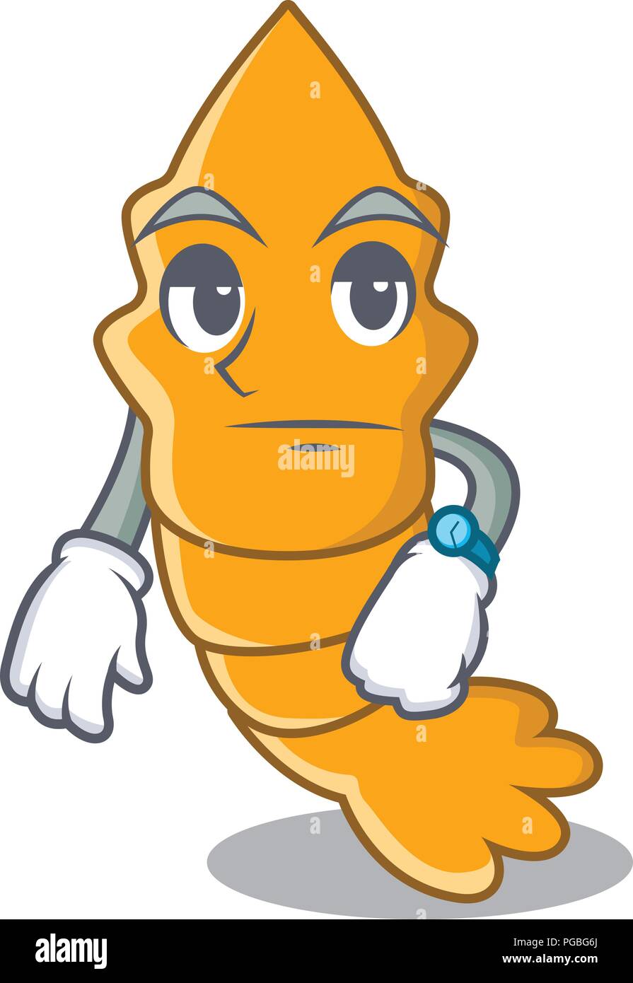 Waiting steamed fresh raw shrimp on mascot cartoon vector illustration ...