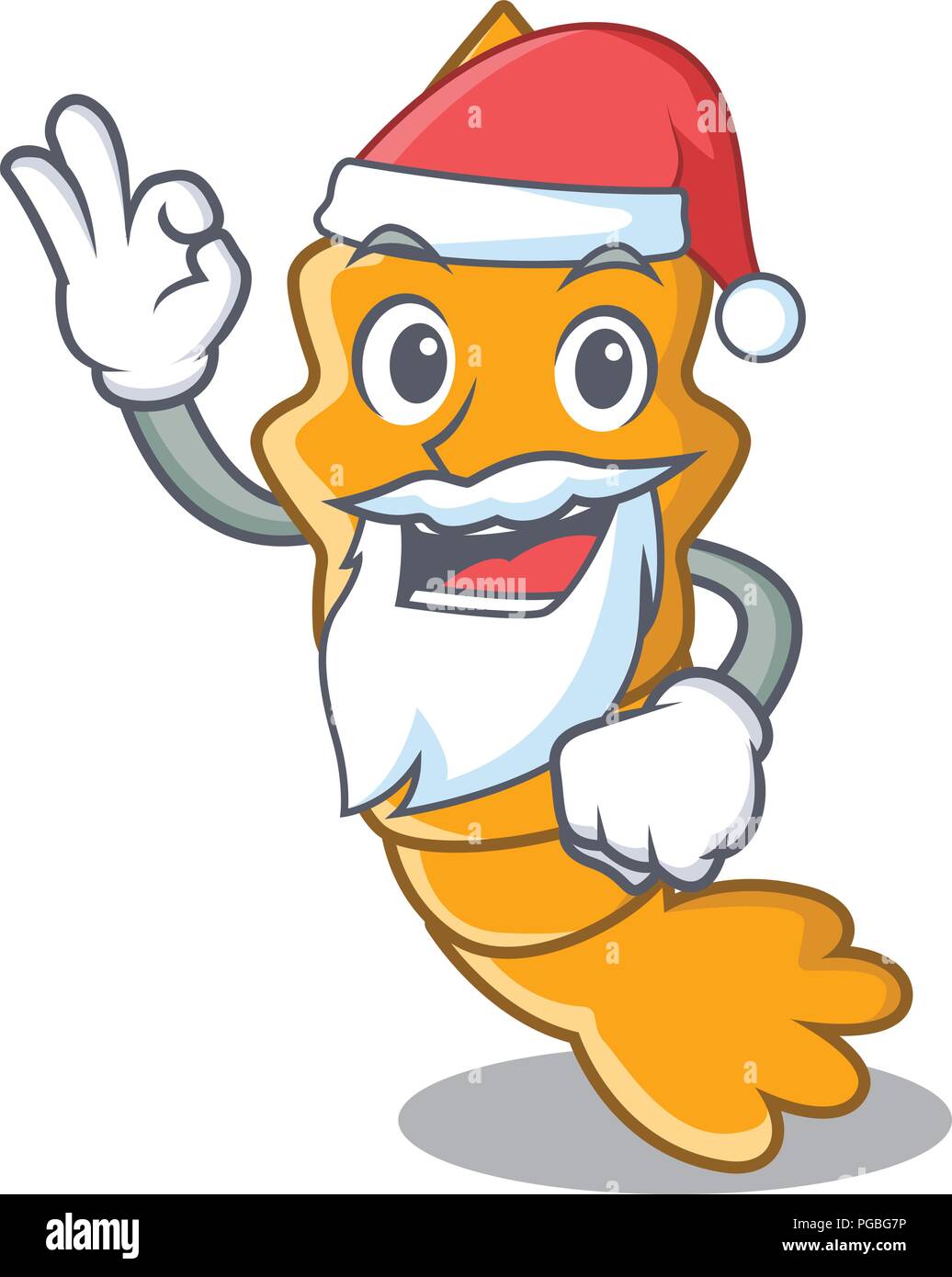 Santa steamed fresh raw shrimp on mascot cartoon vector illustration ...