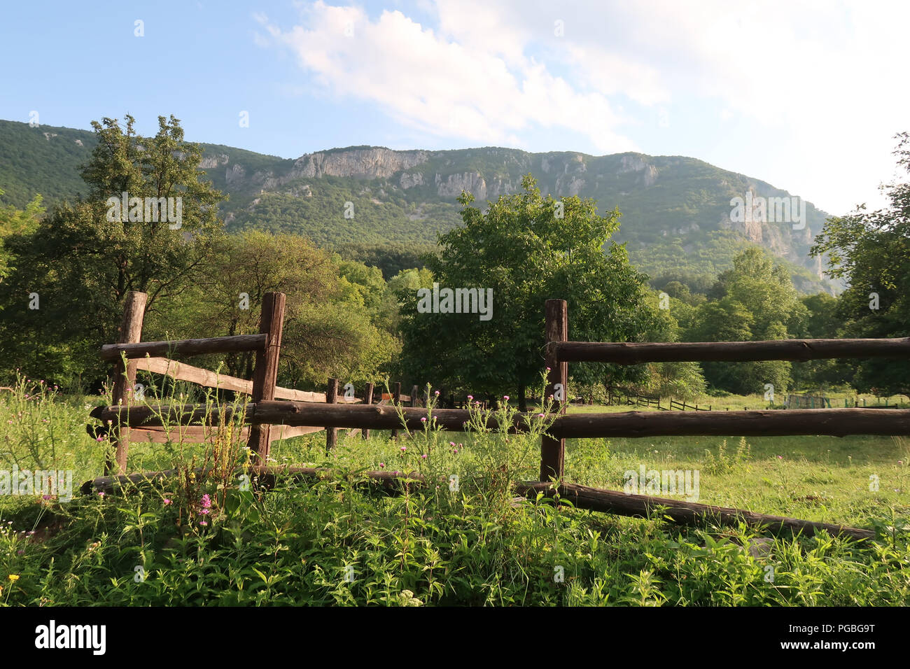 Wooden fence in a rural area Stock Photo - Alamy