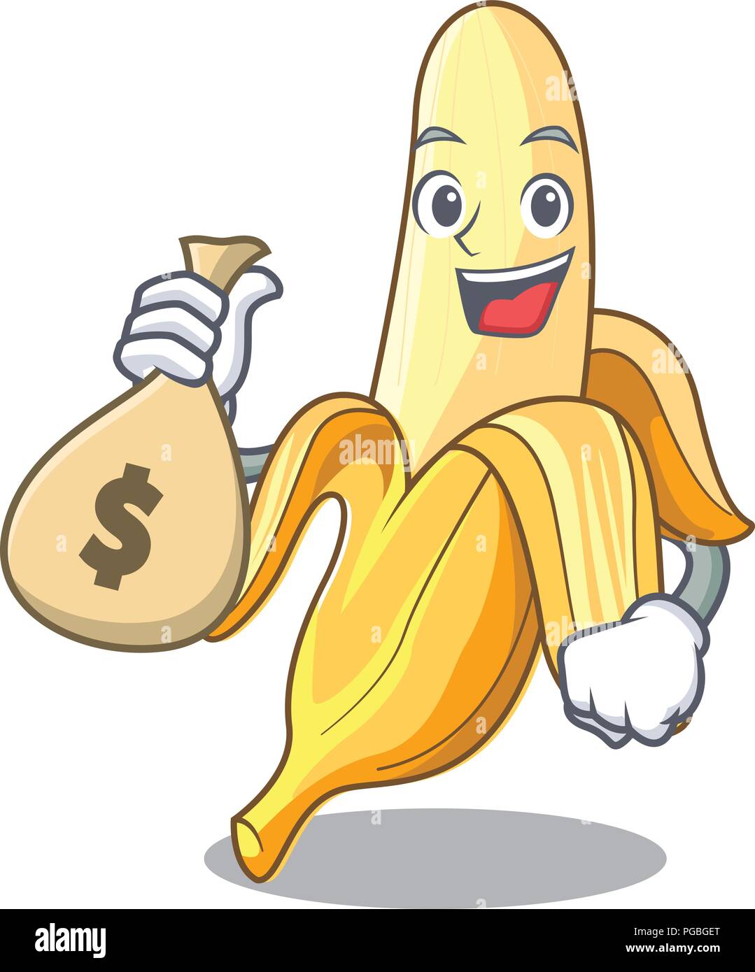 With money bag ripe banana isolated on character cartoon vector ...