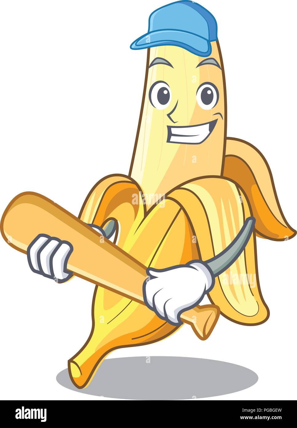 Playing baseball ripe banana isolated on character cartoon vector ...