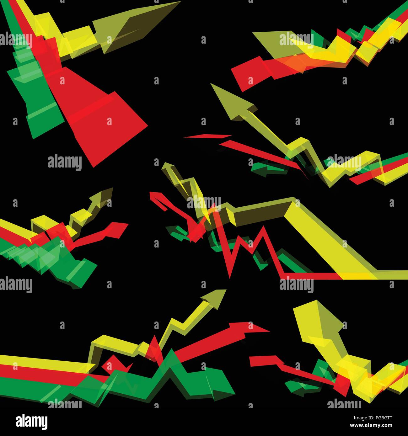 collection of abstract semitransparent rising business arrow diagrams ...