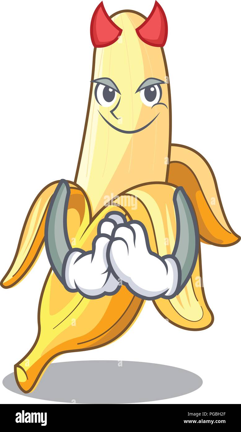 Devil fresh banana fruit mascot cartoon style vector illustration Stock ...