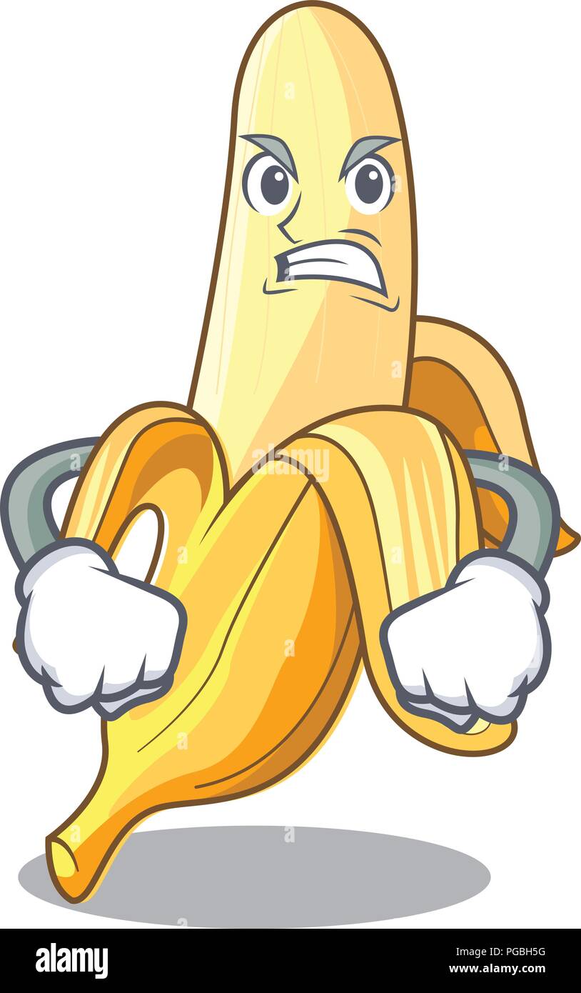 Angry fresh banana fruit mascot cartoon style vector illustration Stock ...