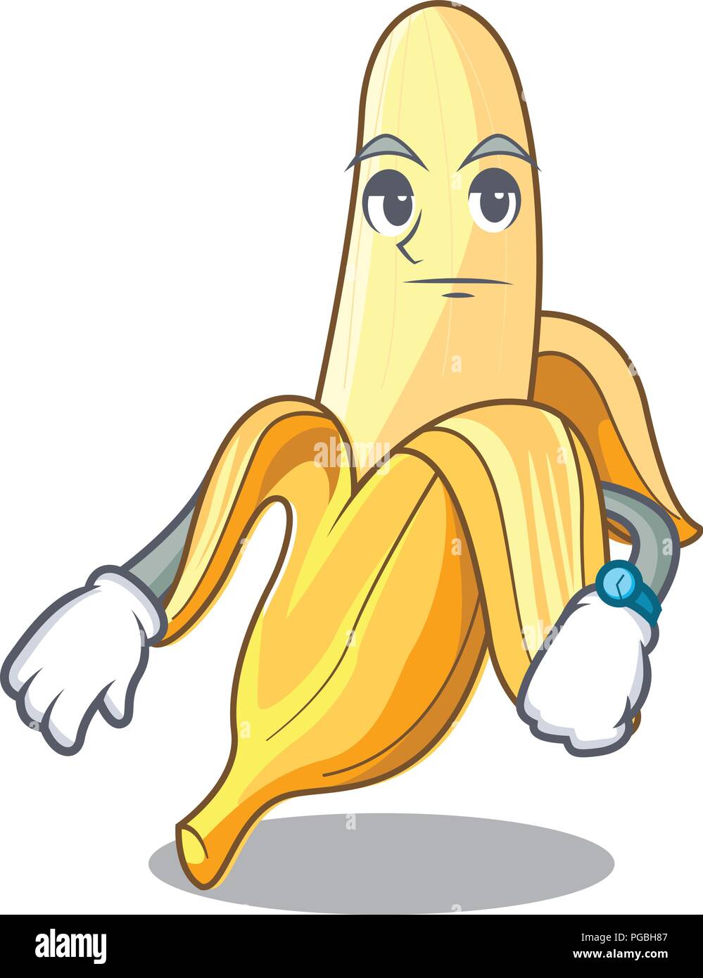 Waiting tasty fresh banana mascot cartoon style vector illustration ...