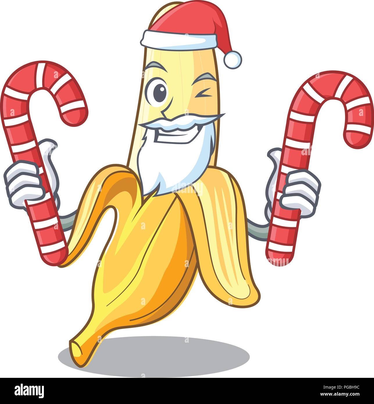 Santa with candy tasty fresh banana mascot cartoon style vector ...