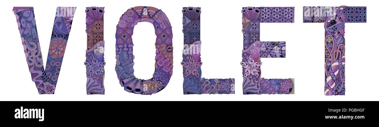 Word VIOLET. Vector decorative zentangle object for decoration Stock ...