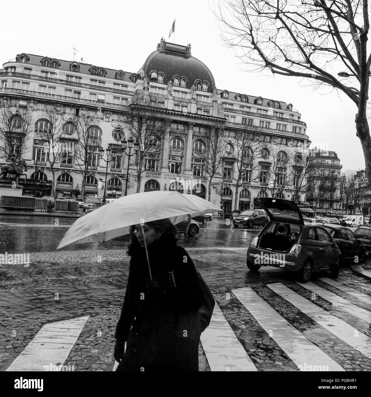 Paris Black And White Rain