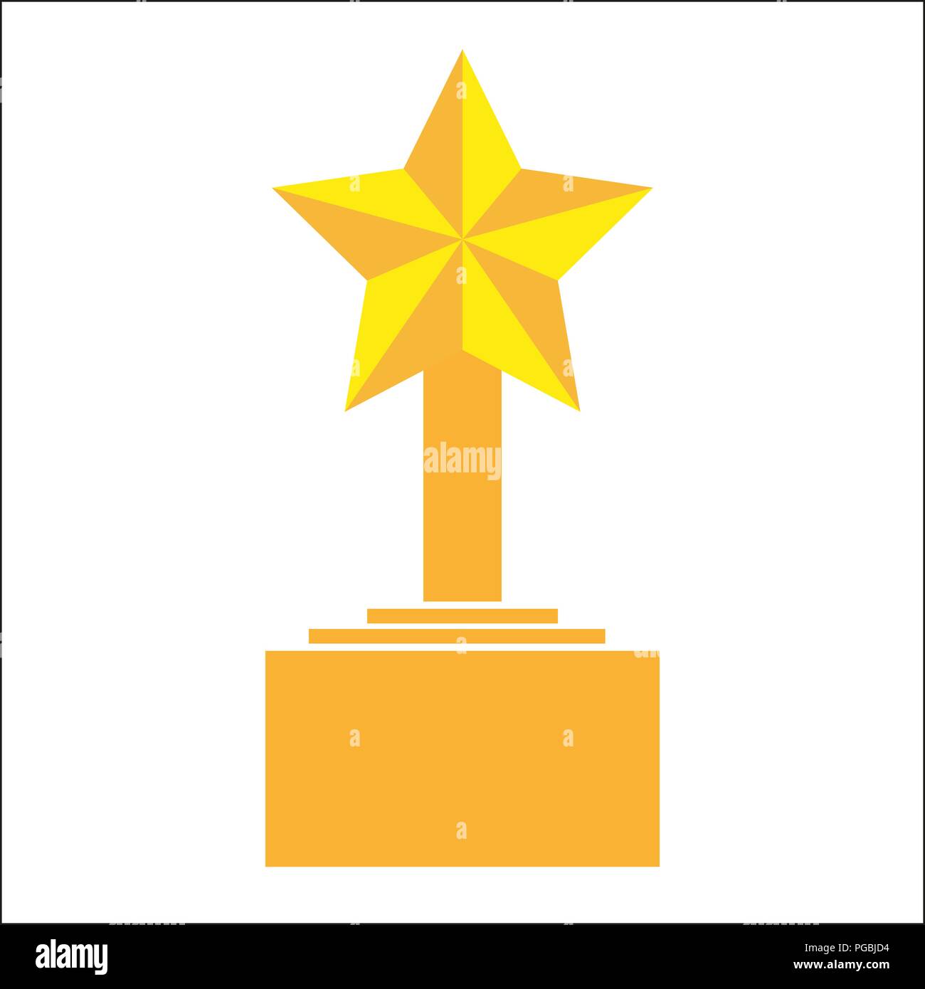 Winner trophy award gold star on the stand cartoon flat icon element ...