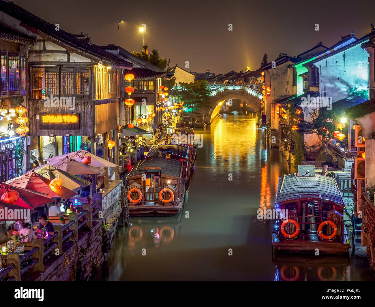 Shan Tong Street, the famous historical street in Suzhou. (China Stock ...