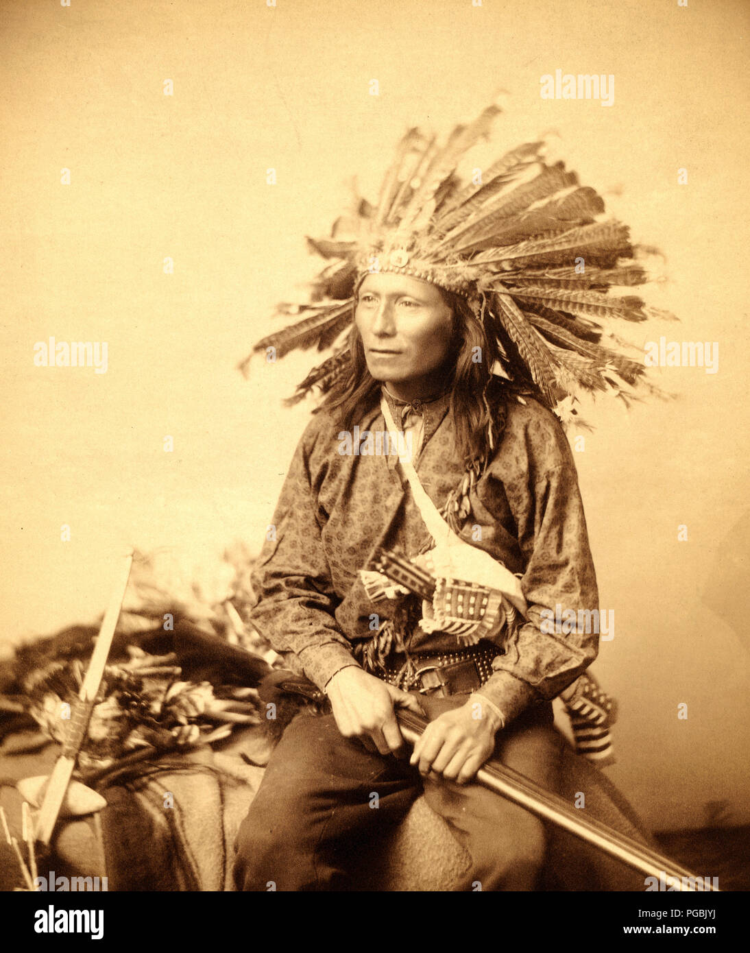 Little, Oglala band leader, three-quarter length studio portrait ...