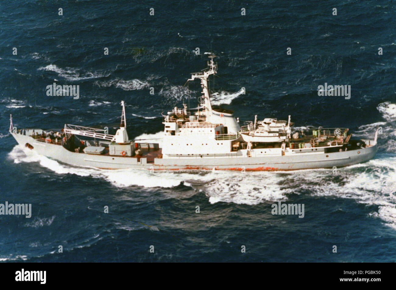 Aerial port side view of the Russian Pacific Fleet Moma class ...