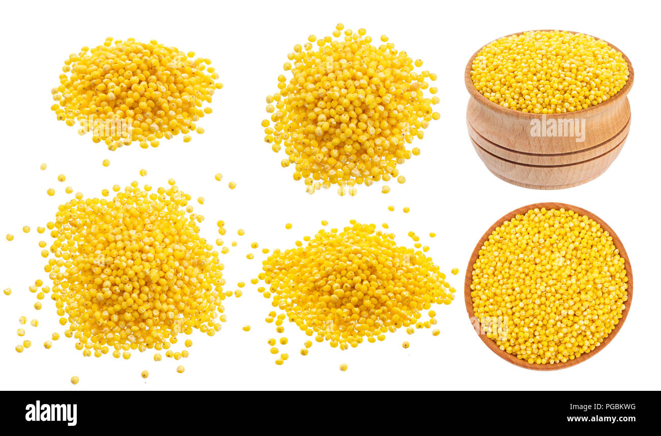 Millet seeds isolated on white background Stock Photo - Alamy