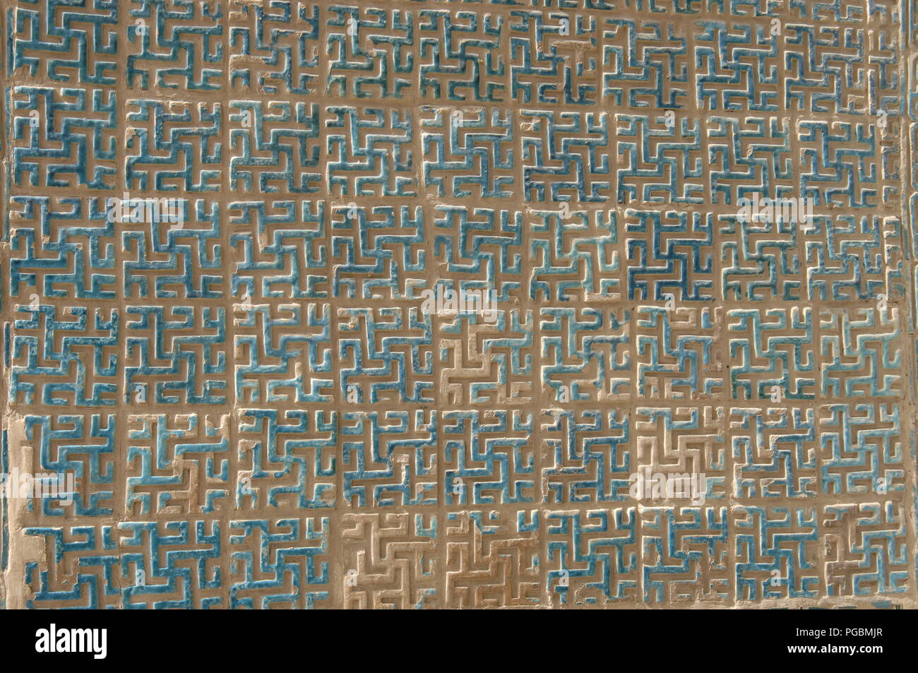 blue tiles used in a historical Iran tomb, tomb of a great mystic Stock ...