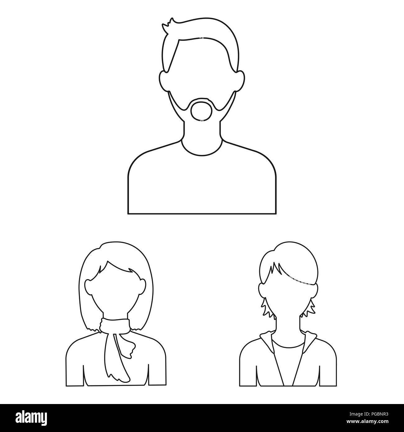 Avatar and face outline icons in set collection for design. A person ...