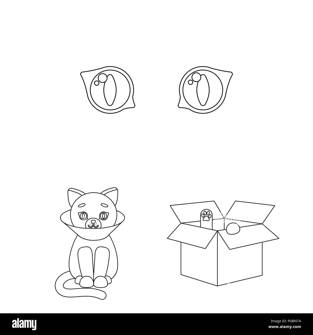An animal cat outline icons in set collection for design. Caring for a ...