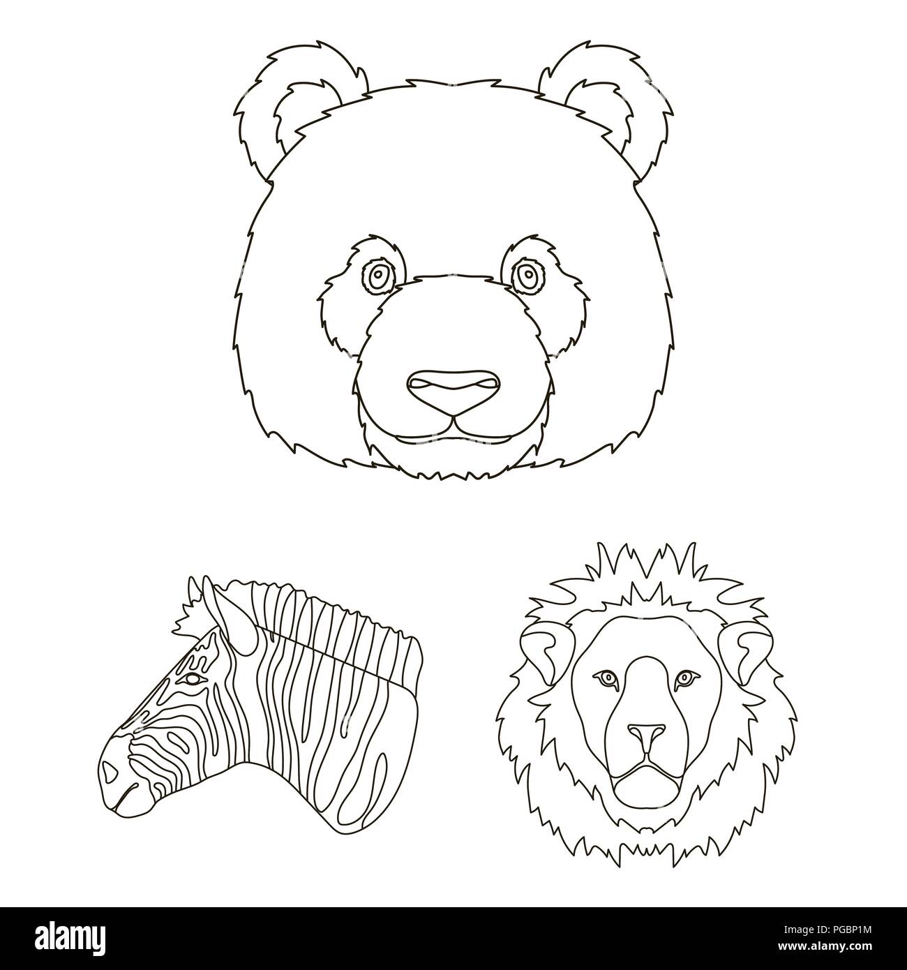 Wild animal outline icons in set collection for design. Mammal and bird ...