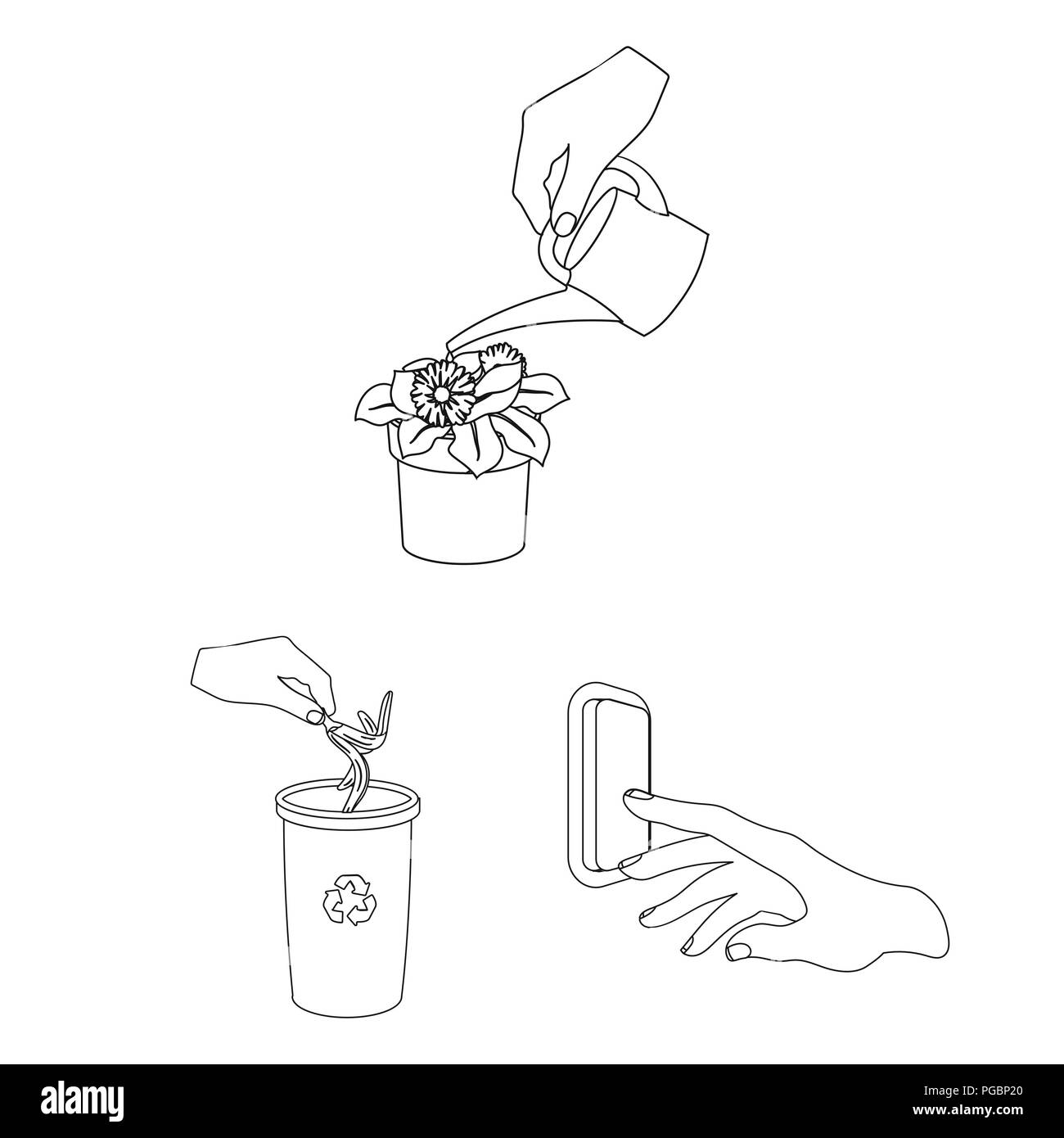 Manipulation by hands outline icons in set collection for design. Hand ...