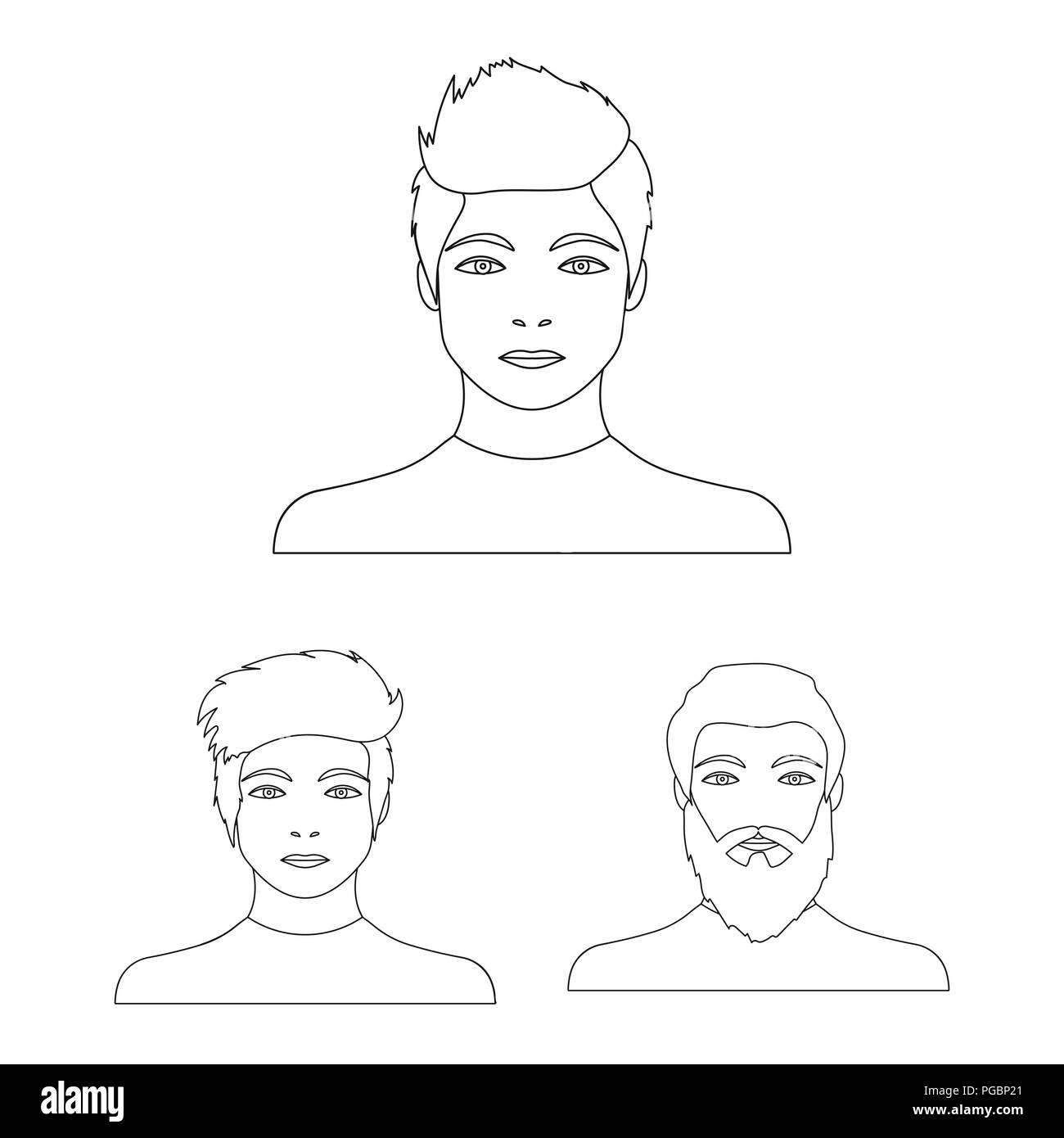 Avatar and face outline icons in set collection for design. A person ...