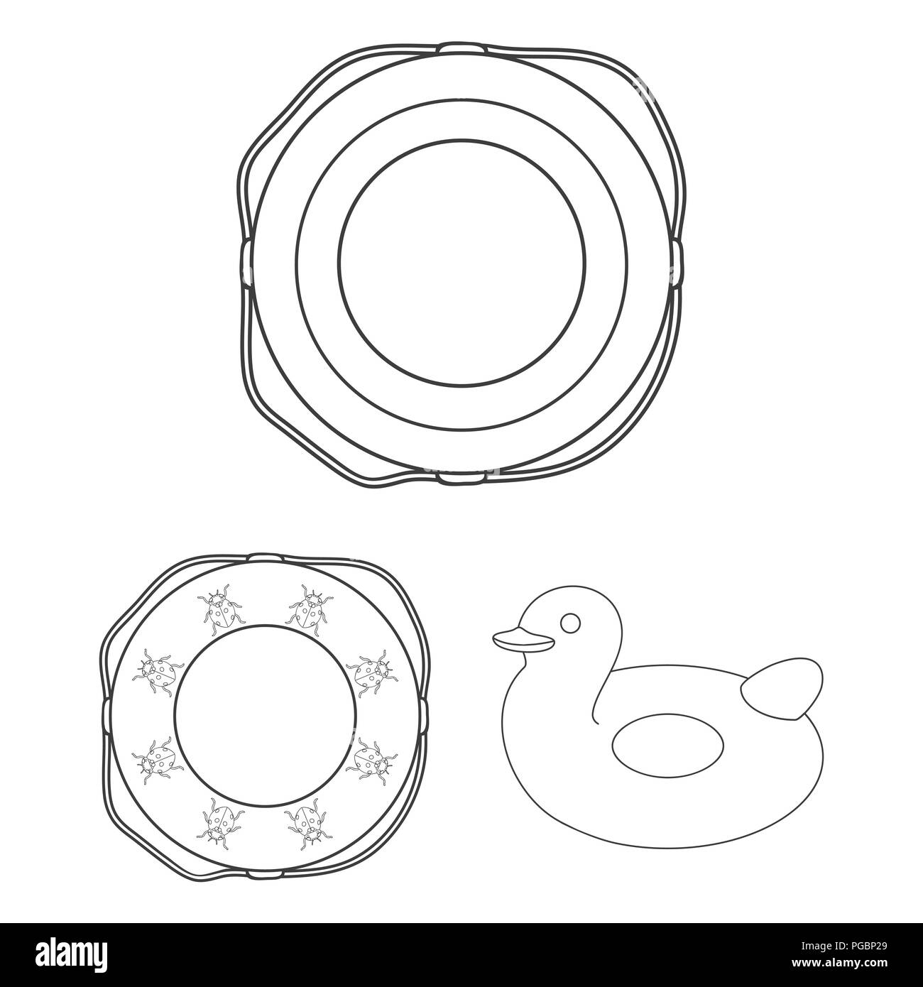 Multicolored swimming circle outline icons in set collection for design ...
