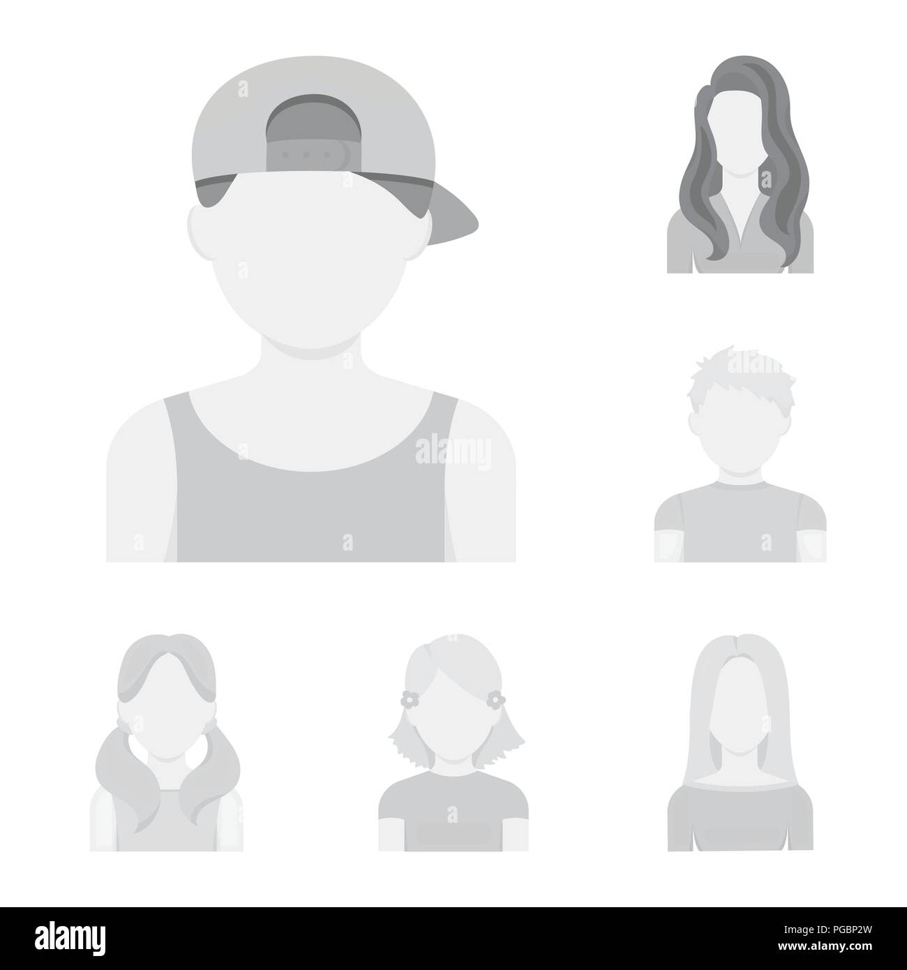 Avatar and face monochrome icons in set collection for design. A person ...