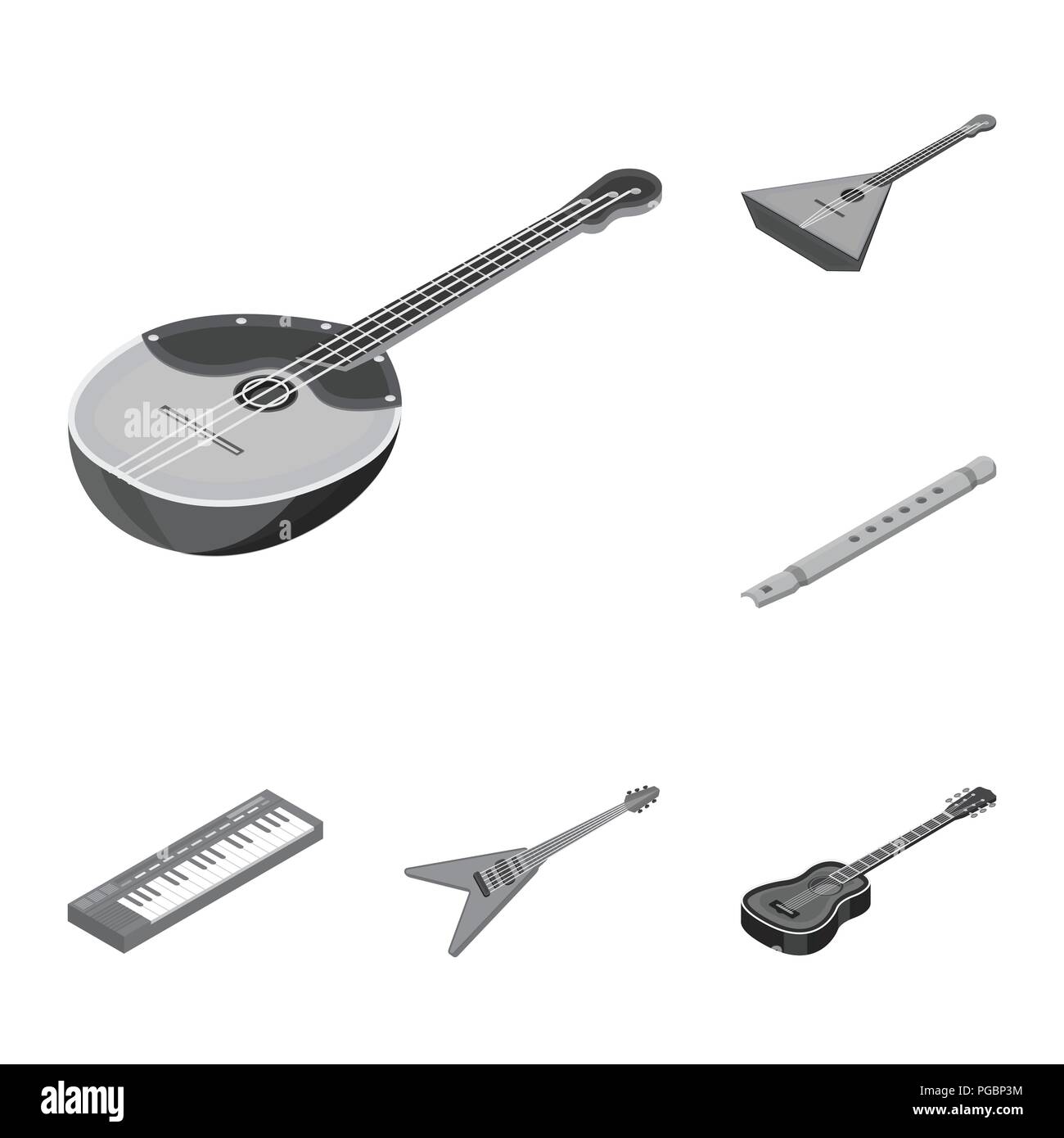 Musical instrument monochrome icons in set collection for design ...