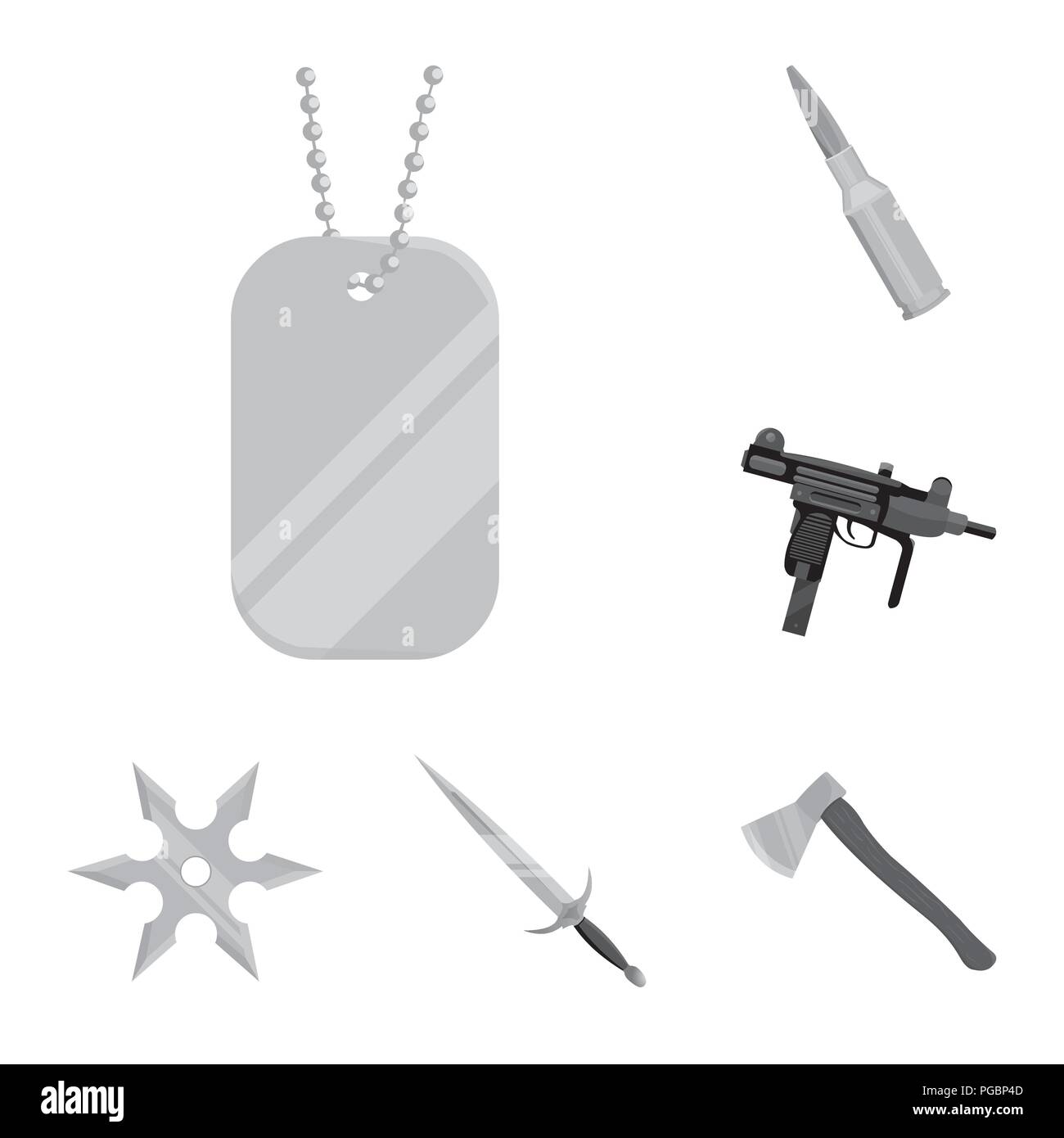 Types of weapons monochrome icons in set collection for design.Firearms ...