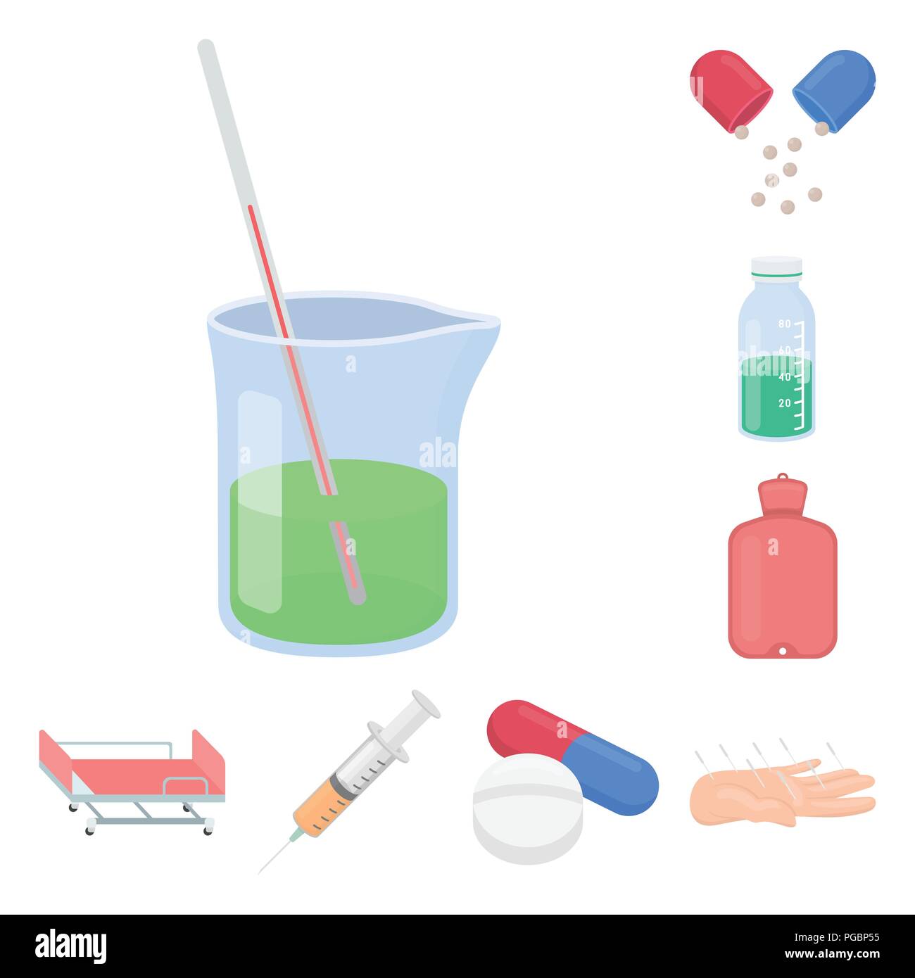 Medicine and treatment cartoon icons in set collection for design ...
