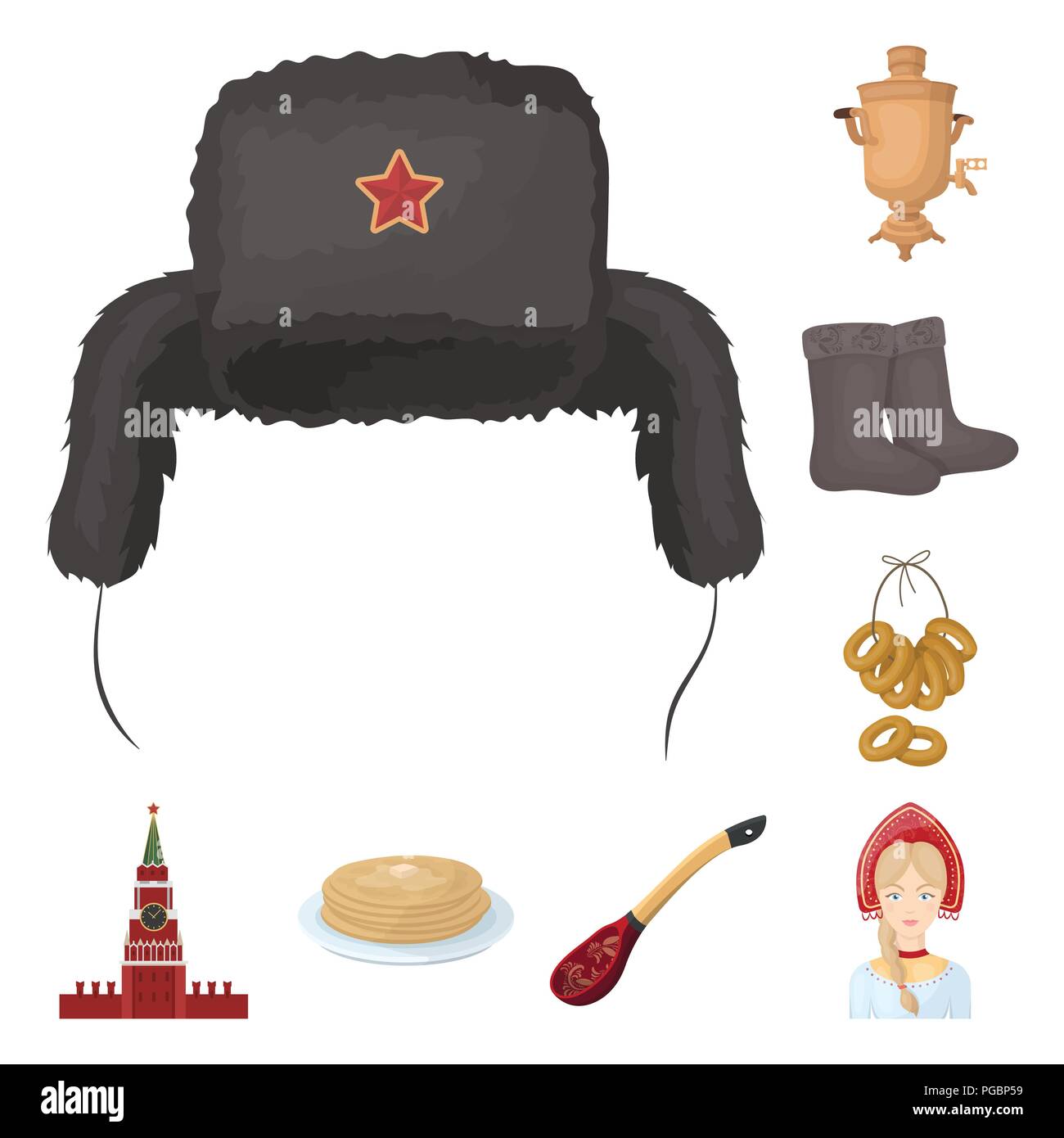 Country Russia, travel cartoon icons in set collection for design ...