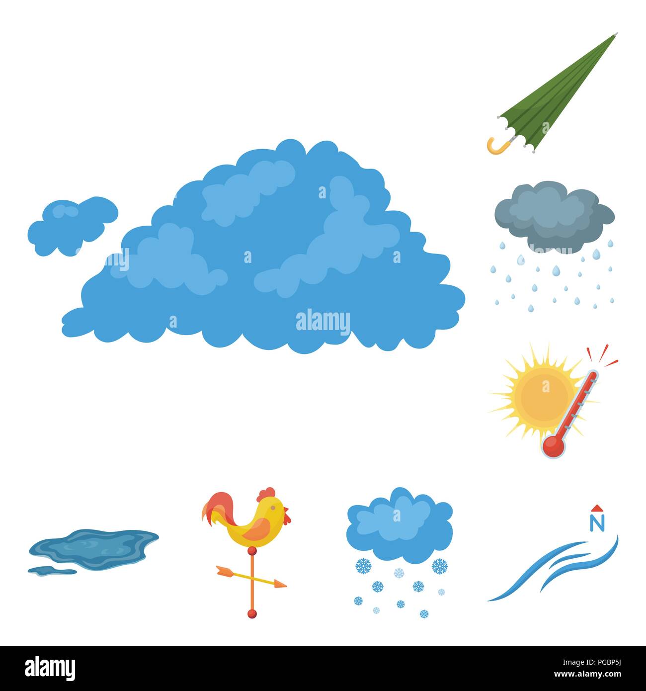 Different weather cartoon icons in set collection for design.Signs and ...
