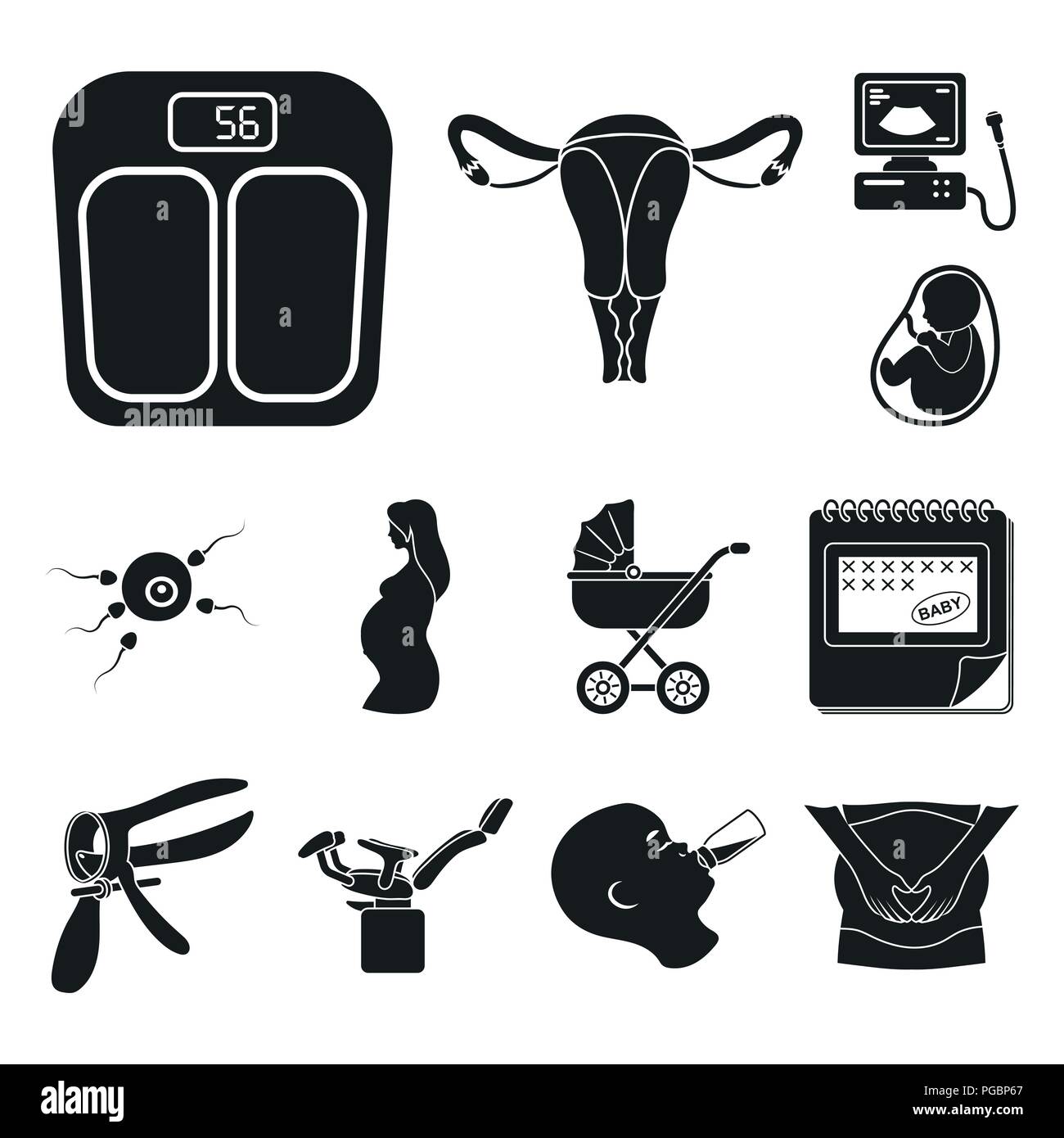 Woman and pregnancy black icons in set collection for design ...