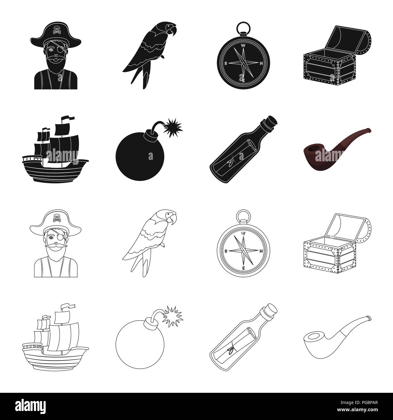 Pirate, bandit, ship, sail .Pirates set collection icons in black ...
