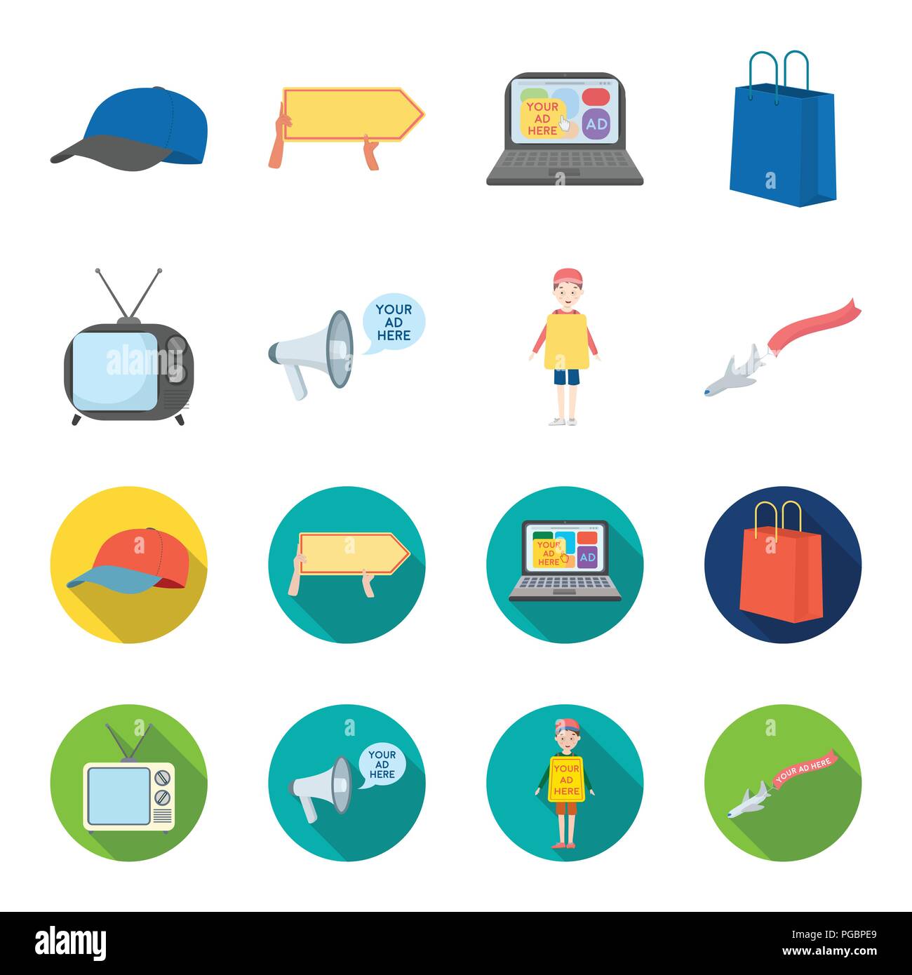 TV, megaphone, a man with a poster, an airplane with a banner ...