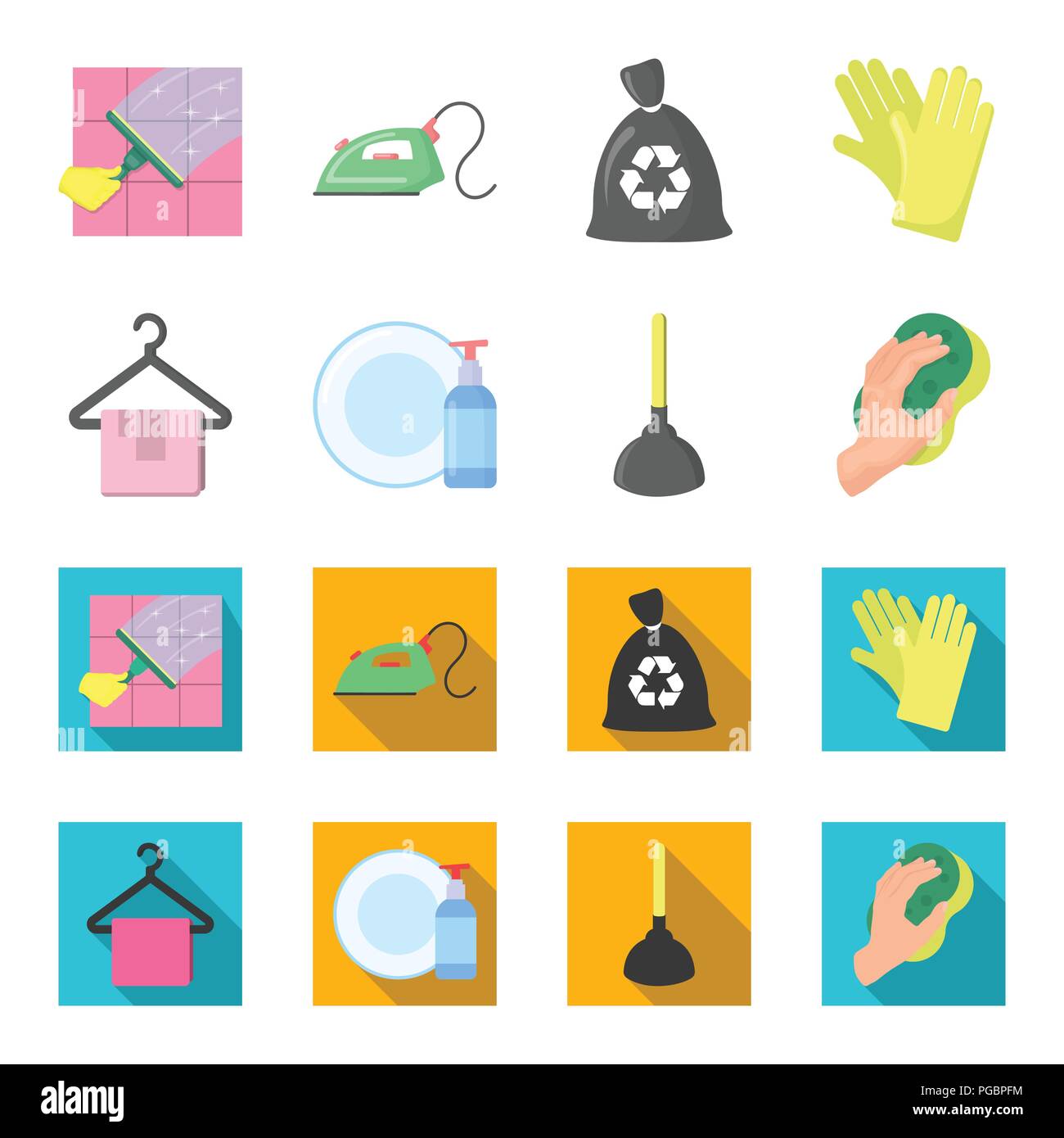 Cleaning and maid cartoon,flat icons in set collection for design ...