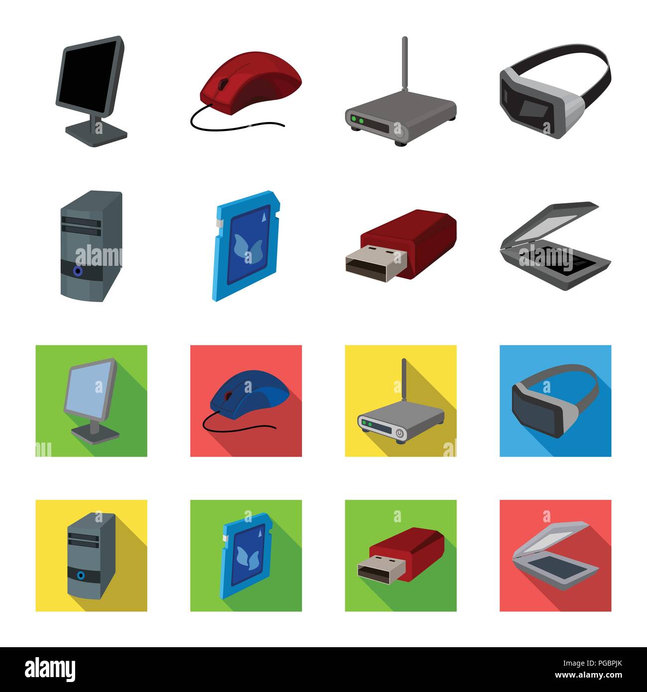 A system unit, a flash drive, a scanner and a SD card. Personal ...