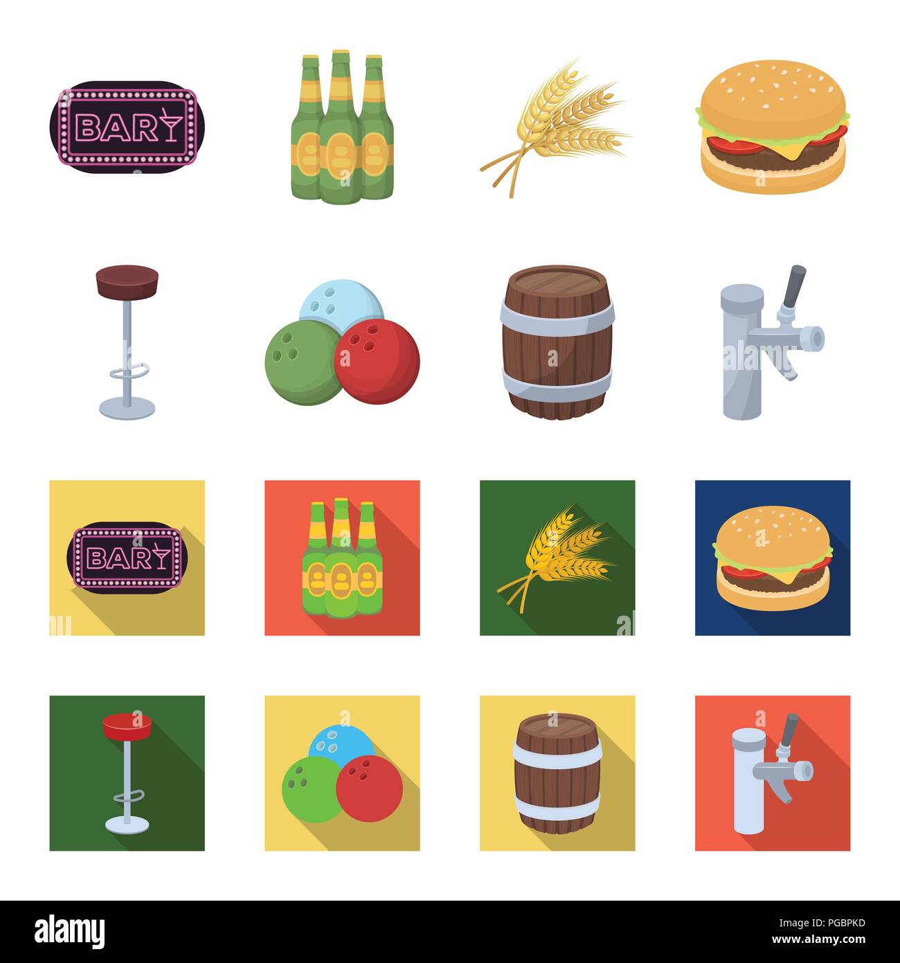 Restaurant, cafe, chair, bowling ball .Pub set collection icons in ...