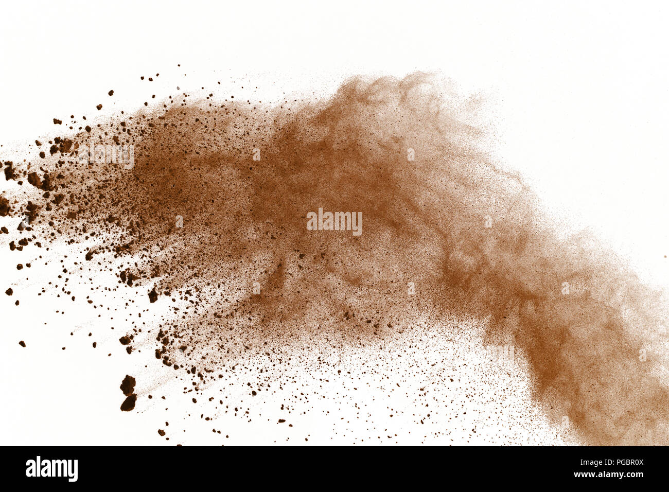 Dry soil explosion isolated on white background Stock Photo - Alamy