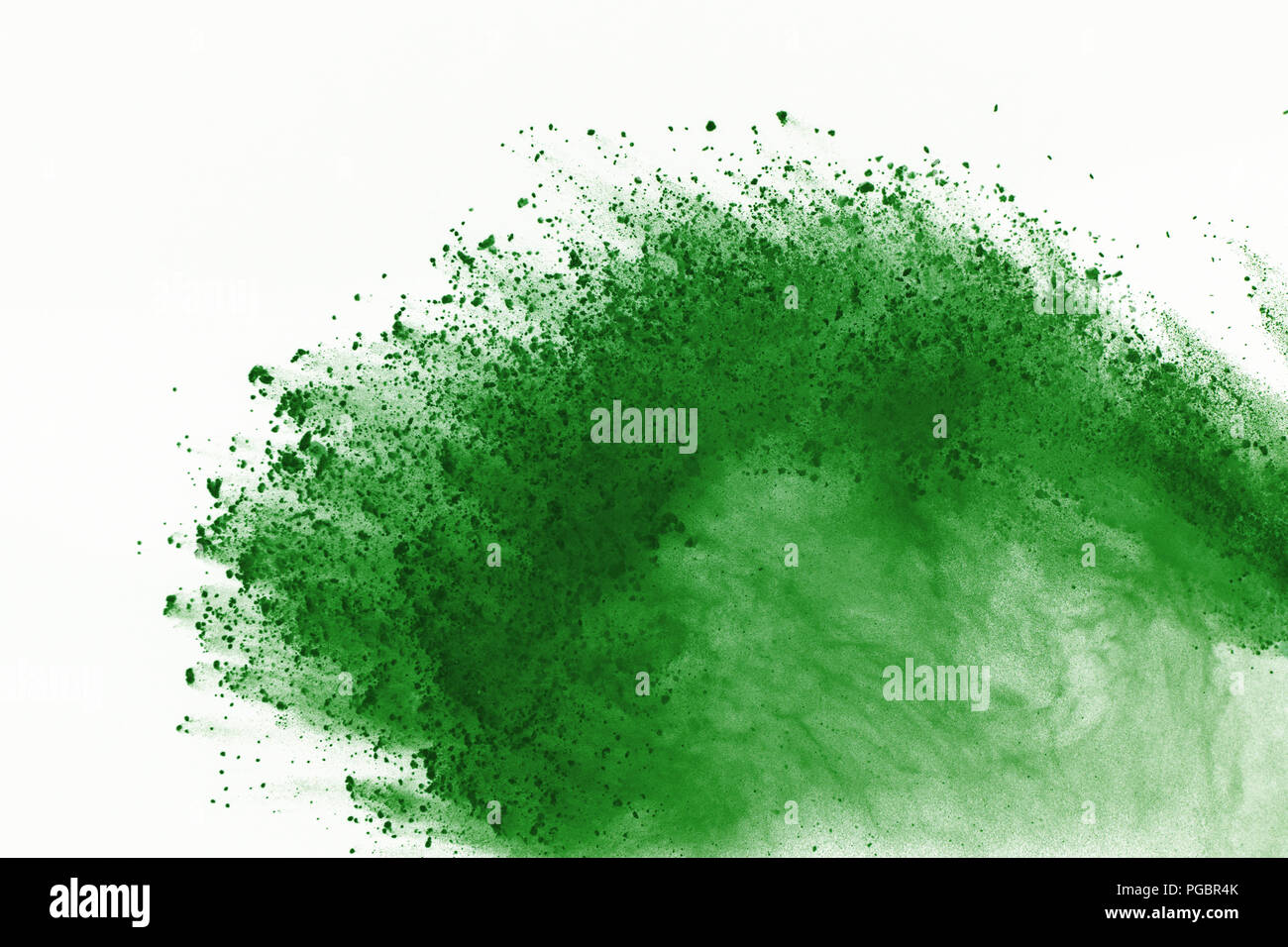Freeze motion of Green powder exploding on white background Stock Photo ...