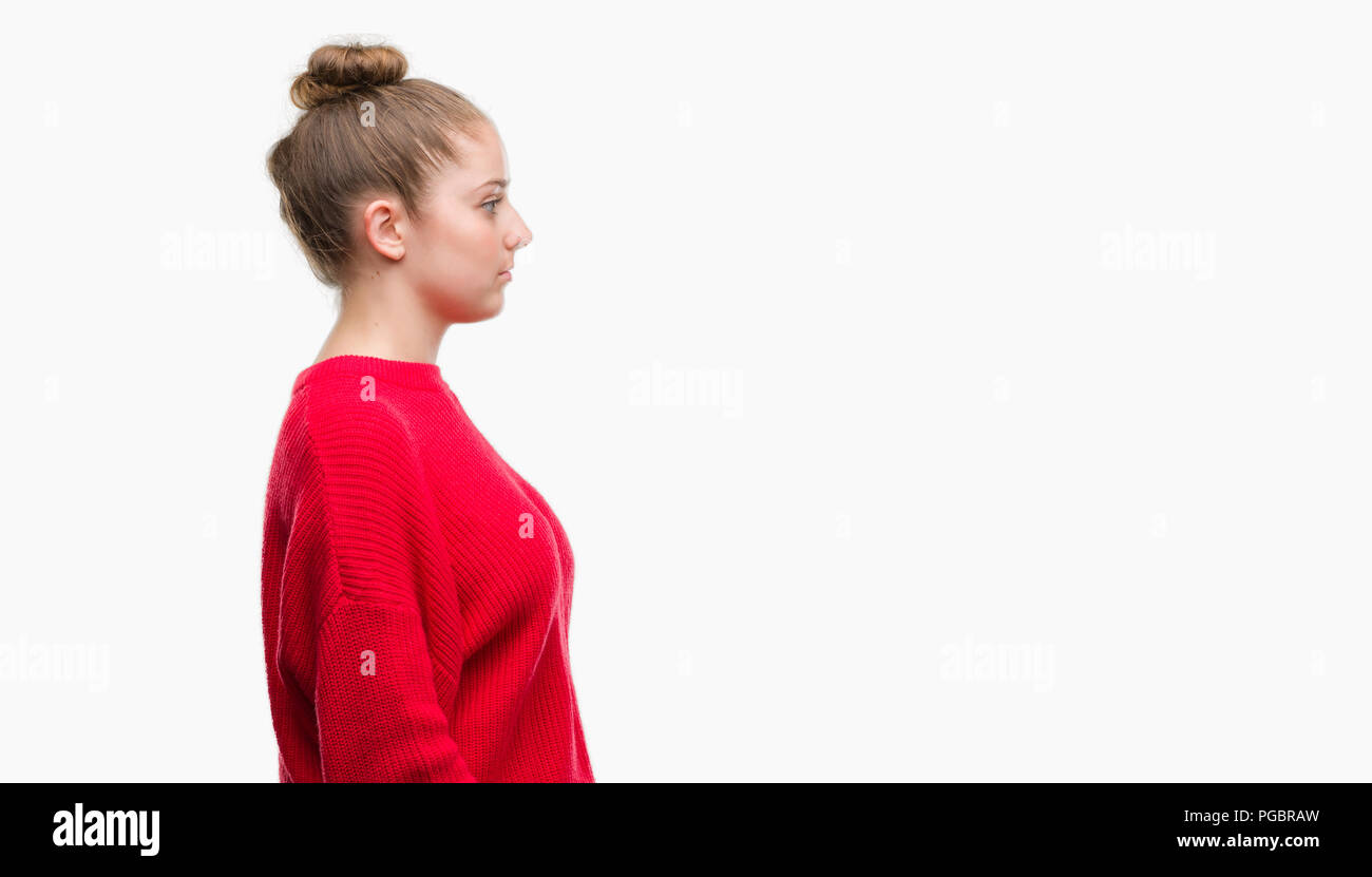 Profile of woman wearing red sweater Cut Out Stock Images & Pictures ...