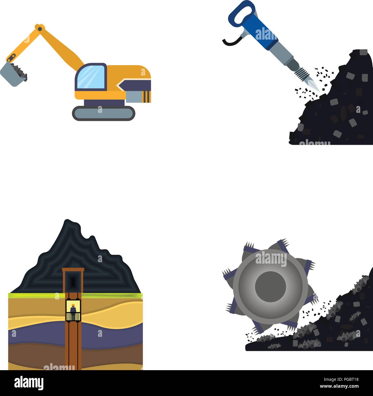 Excavator, tunnel, elevator, coal harvester and other equipment.Mine ...