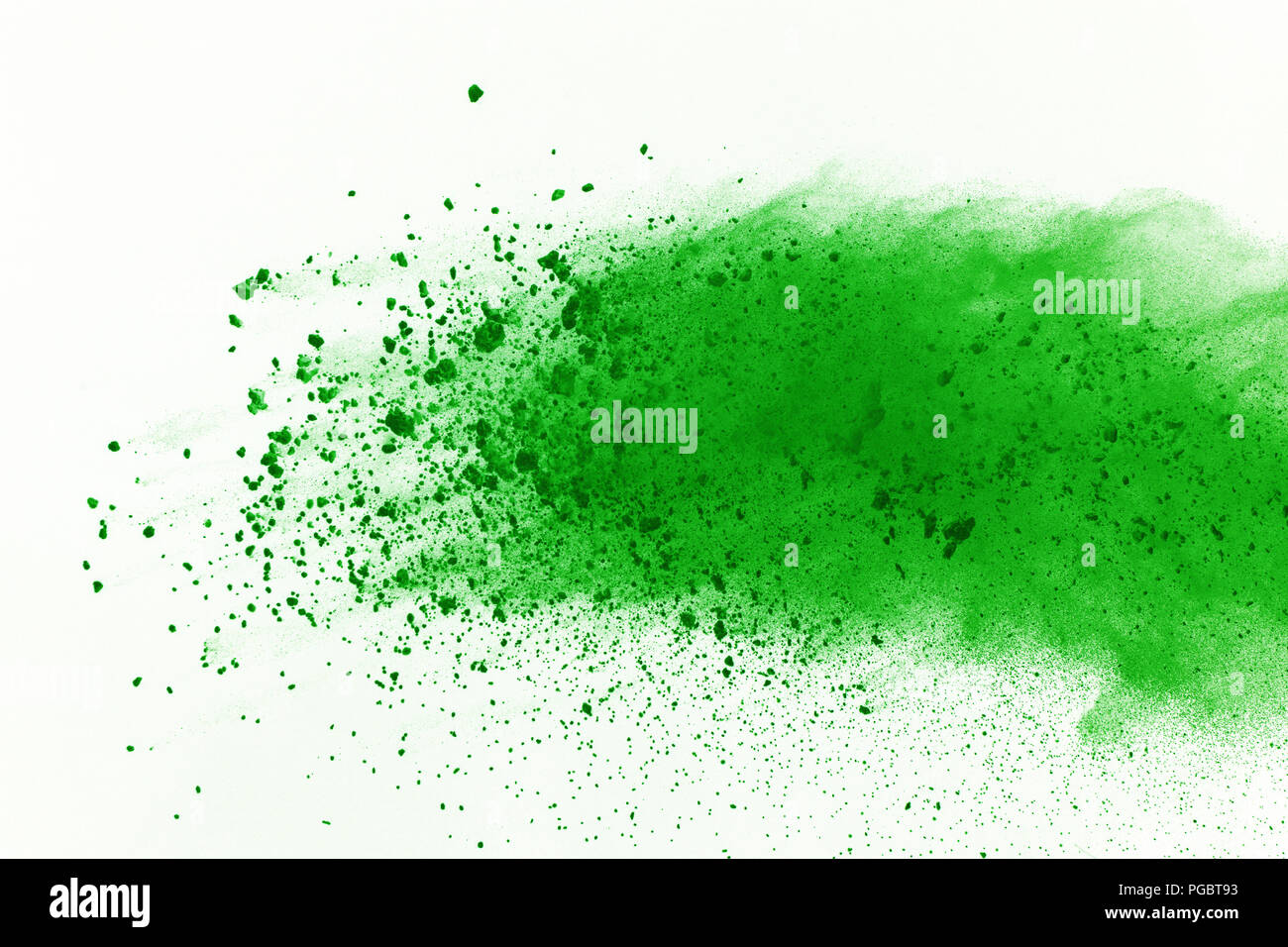 Freeze motion of Green powder exploding on white background Stock Photo ...