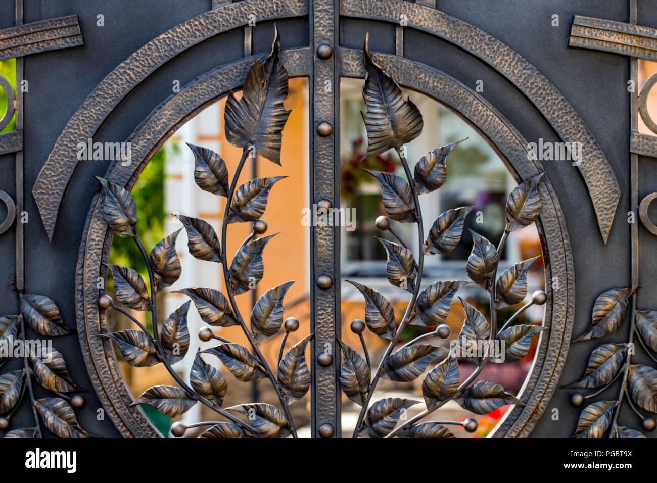 beautiful decorative metal elements forged wrought iron gates Stock ...