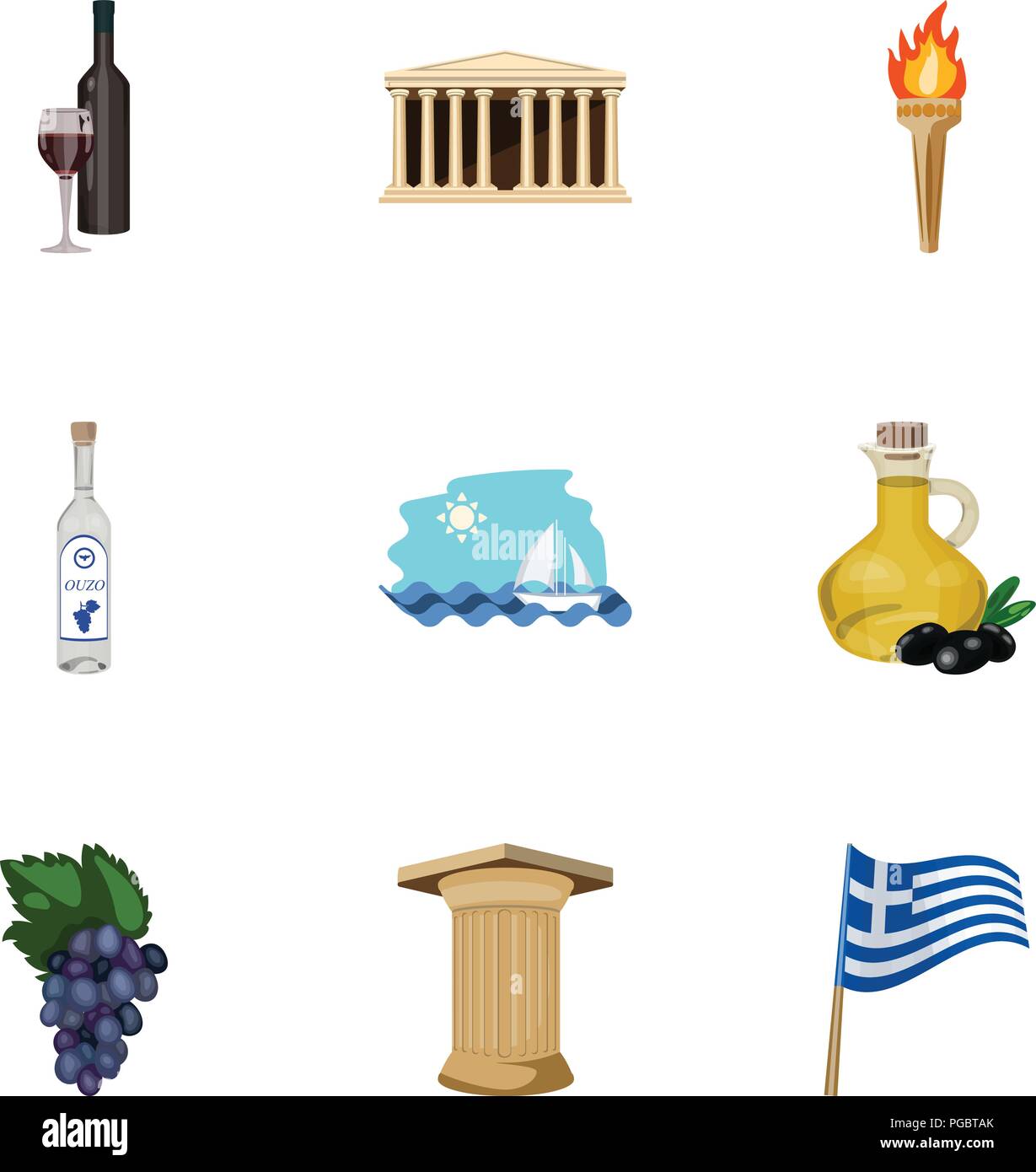 Greece set icons in cartoon design. Big collection of Greece vector ...